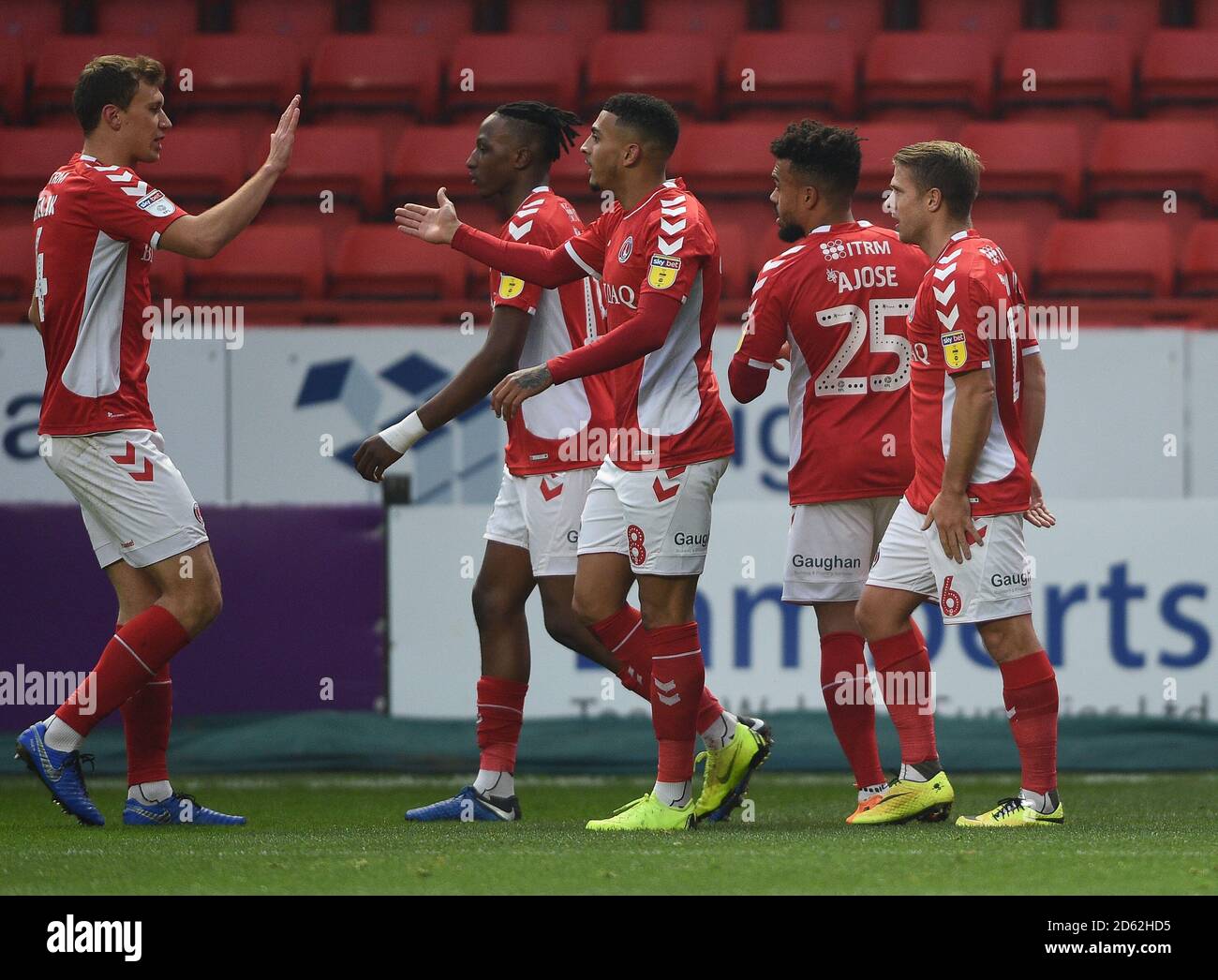 Charlton Athletic's Jamie Ward (far right) celebrates scoring his side ...