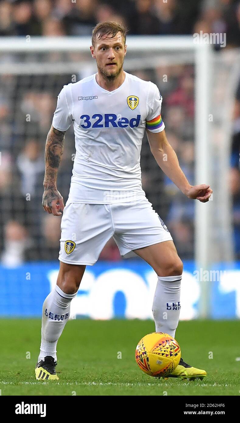 Leeds United's Liam Cooper with his rainbow captain's armband Stock ...