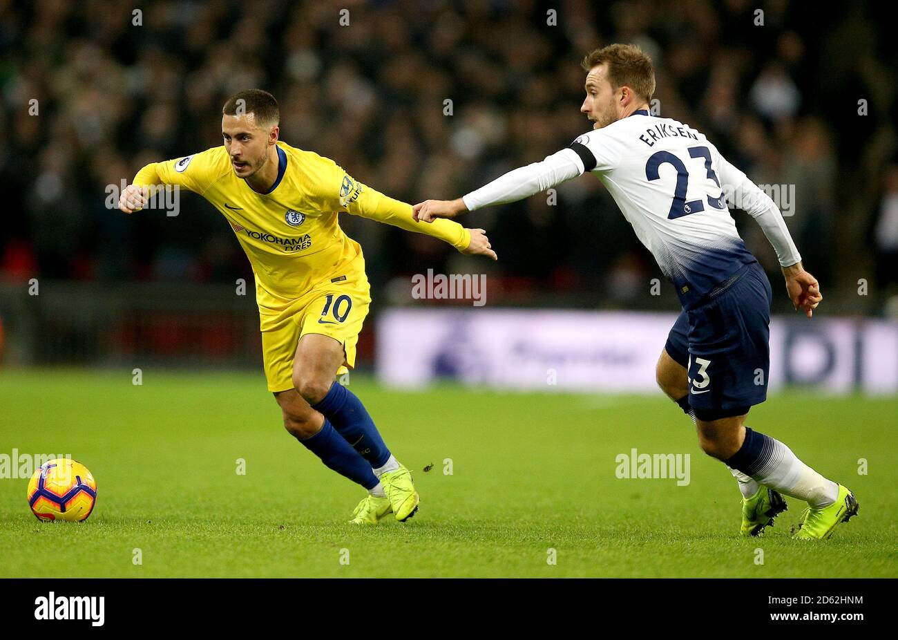 Chelsea's Eden Hazard (left) and Tottenham Hotspur's Christian Eriksen ...