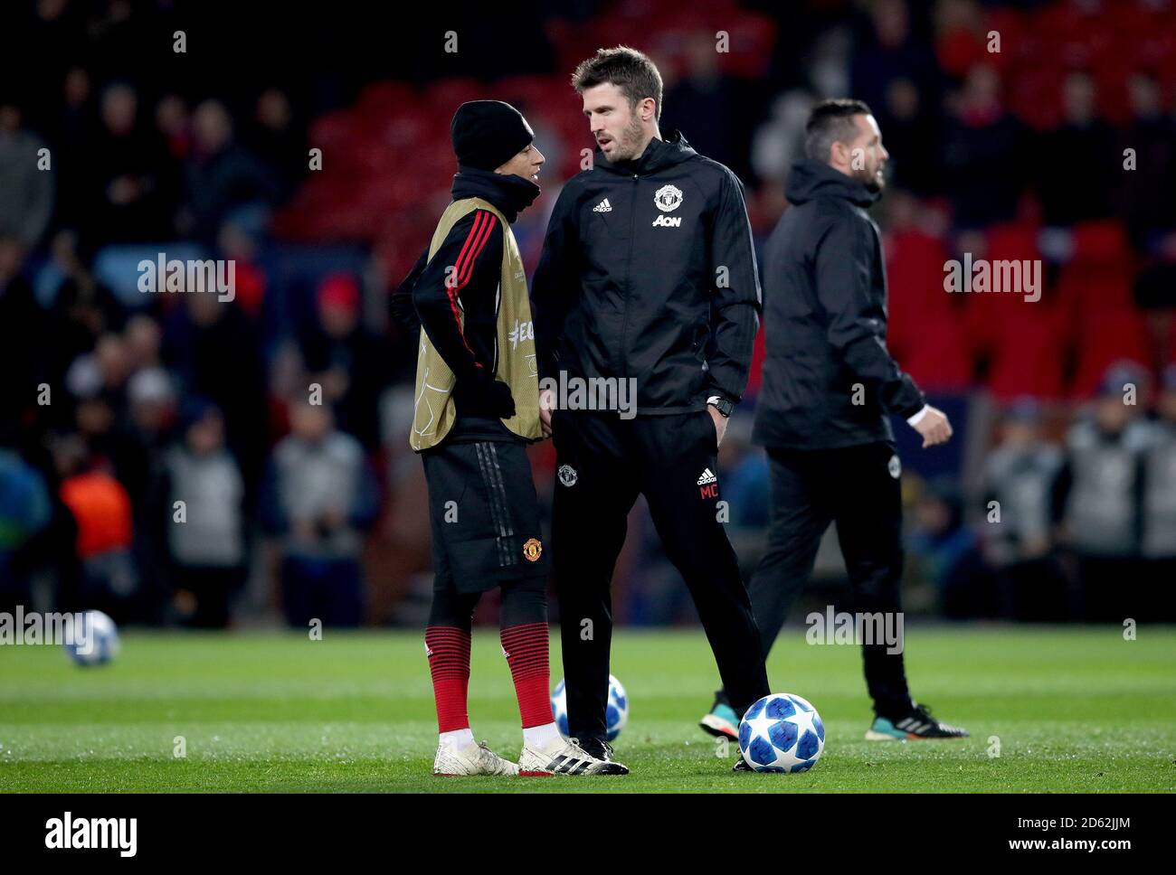 Manchester United's Jesse Lingard (left) and coach Michael Carrick ...