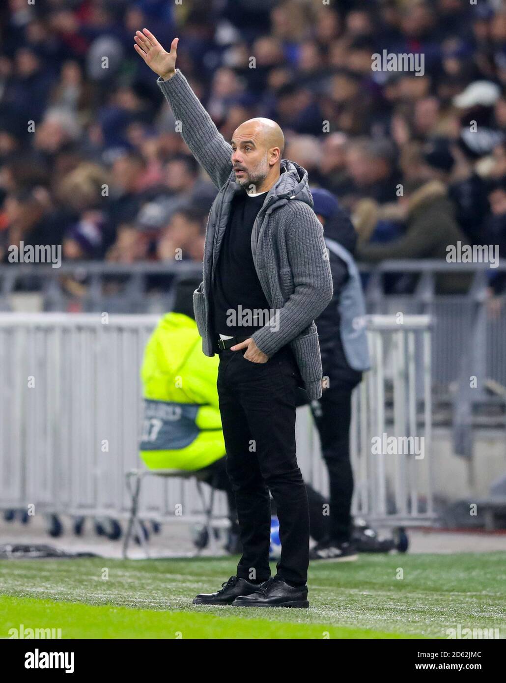 Manchester City manager Pep Guardiola gestures on the touchline Stock ...