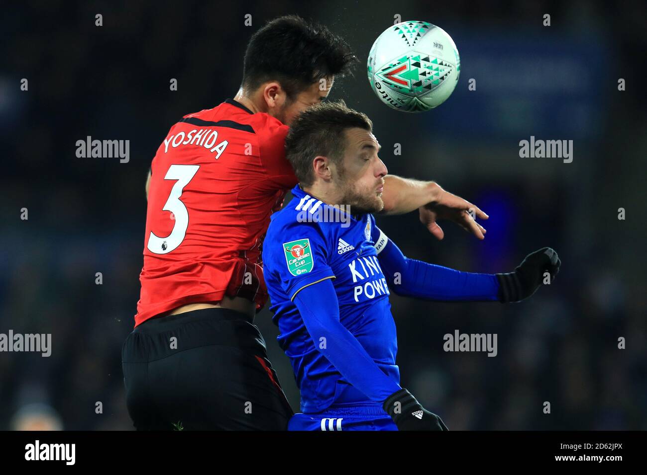 Southampton's Maya Yoshida (left) and Leicester City's Jamie Vardy ...