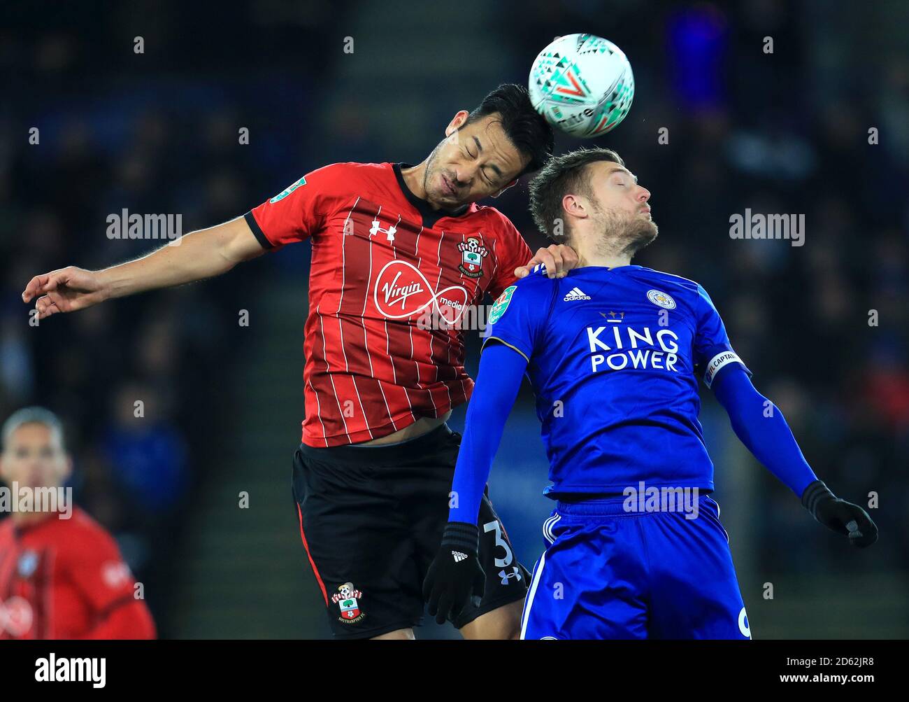 Southampton's Maya Yoshida (left) and Leicester City's Jamie Vardy ...