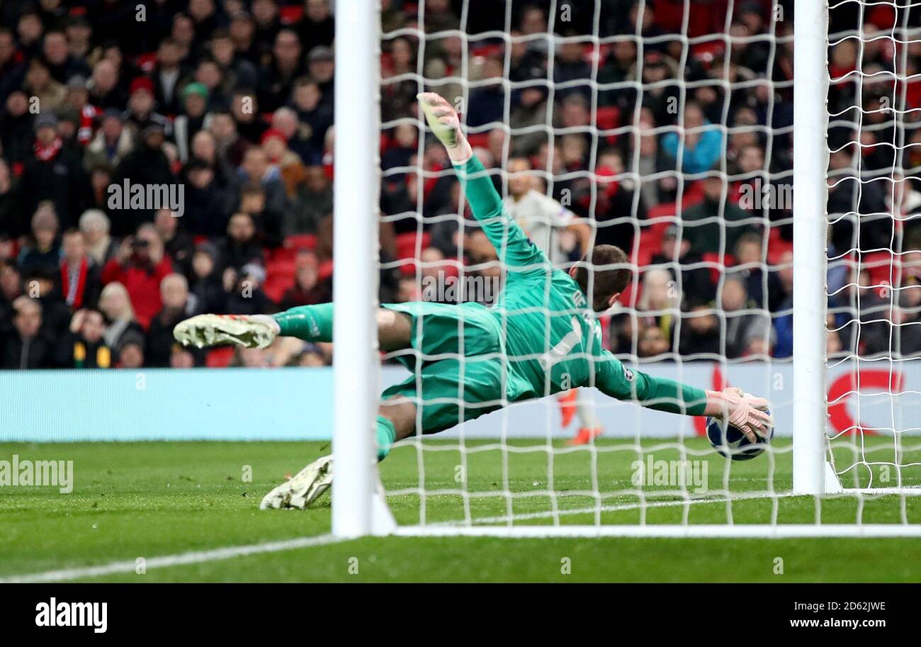 Manchester United goalkeeper David de Gea makes a save Stock Photo - Alamy