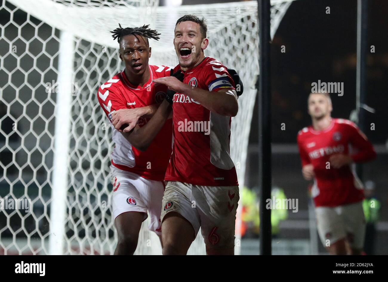 Charlton Athletic's Captain Jason Pearce scoring their second goal ...