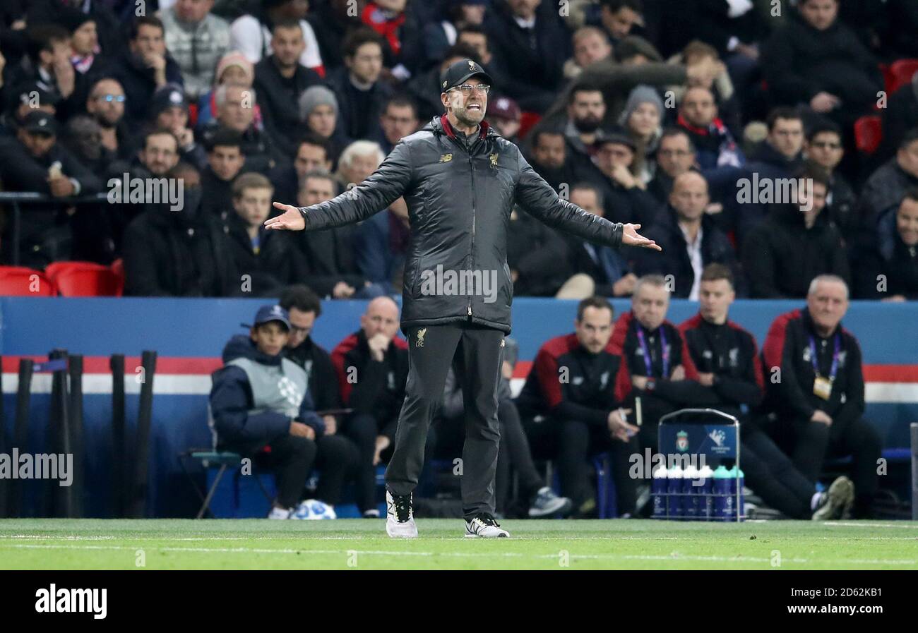 Liverpool manager Jurgen Klopp gestures on the touchline Stock Photo ...