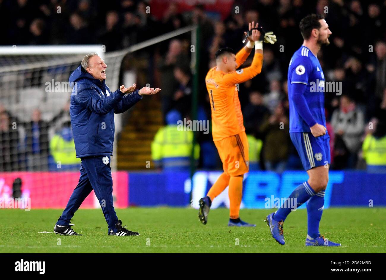 Cardiff city manager neil warnock celebrates hi-res stock photography ...
