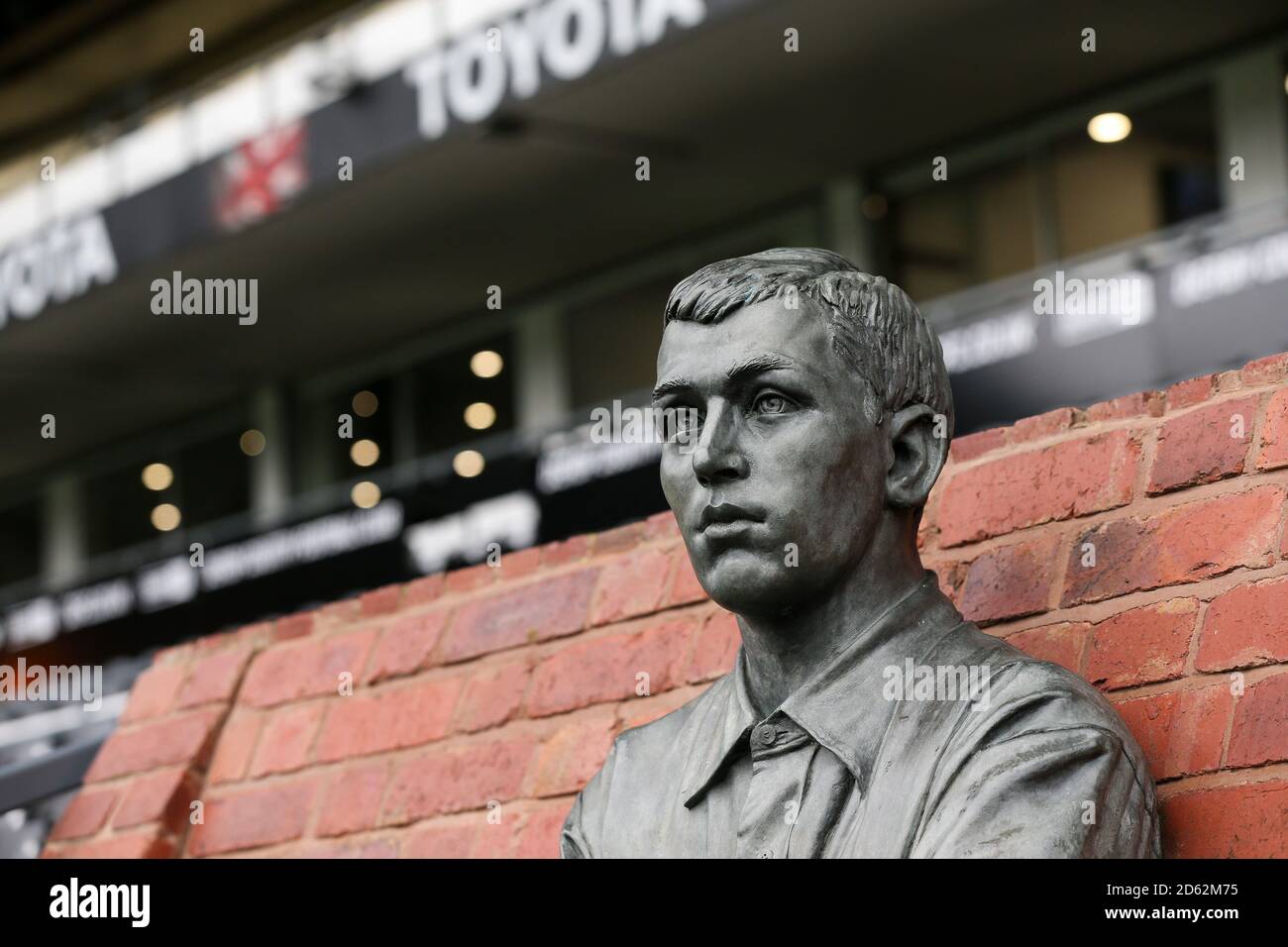 Derby County's former player Steve Bloomer statue on display before the ...