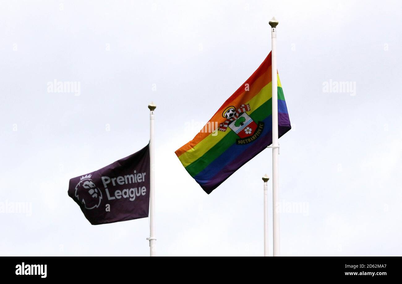 Soccer football manu colours campaign flags stonewall hi-res stock ...