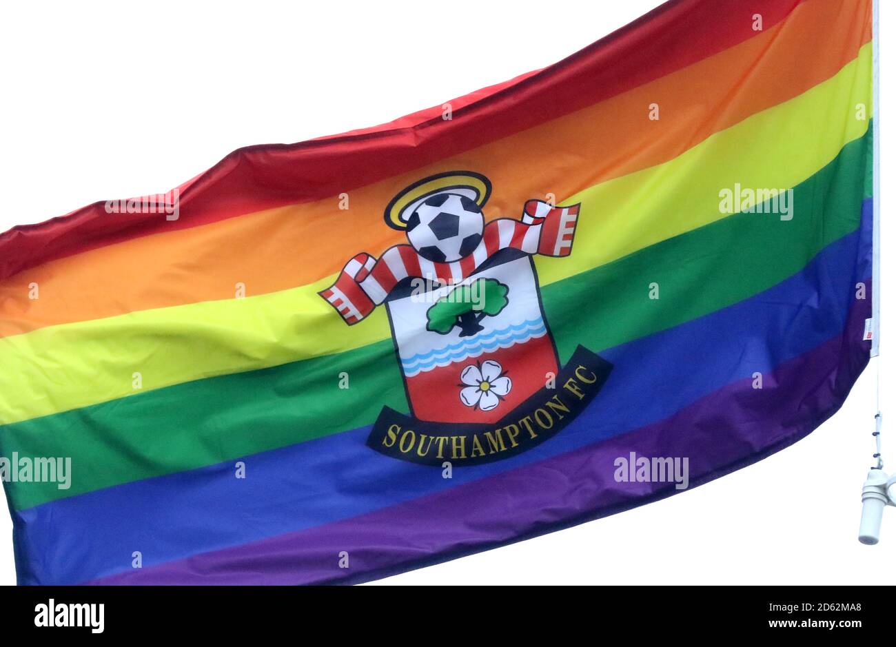 A general view of a rainbow Southampton flag on display prior to the ...