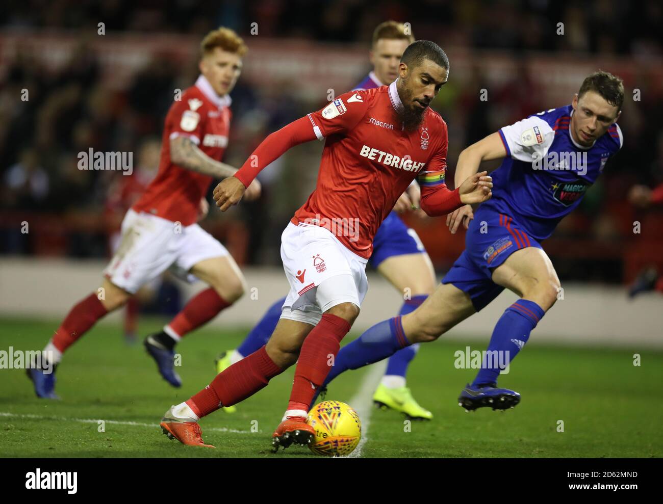Nottingham Forest Lewis Grabban wears an rainbow captain's arm band ...