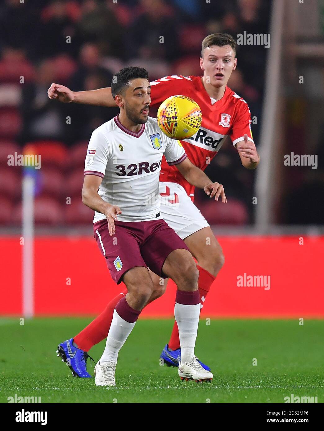 Middlesbrough's Stewart Downing battles with Aston Villa's Neil Taylor ...