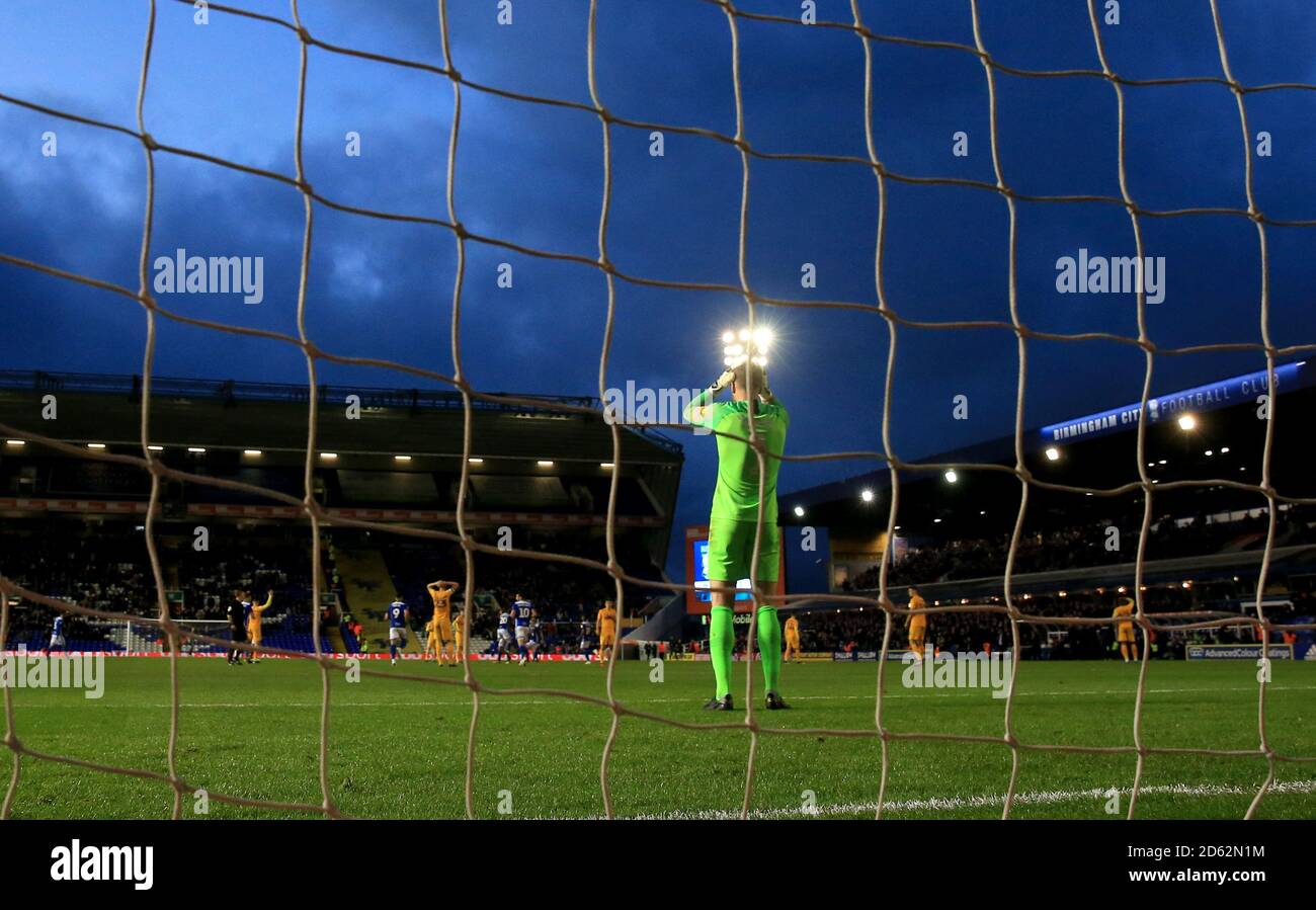 Preston North End goalkeeper Declan Rudd reacts on the pitch Stock ...