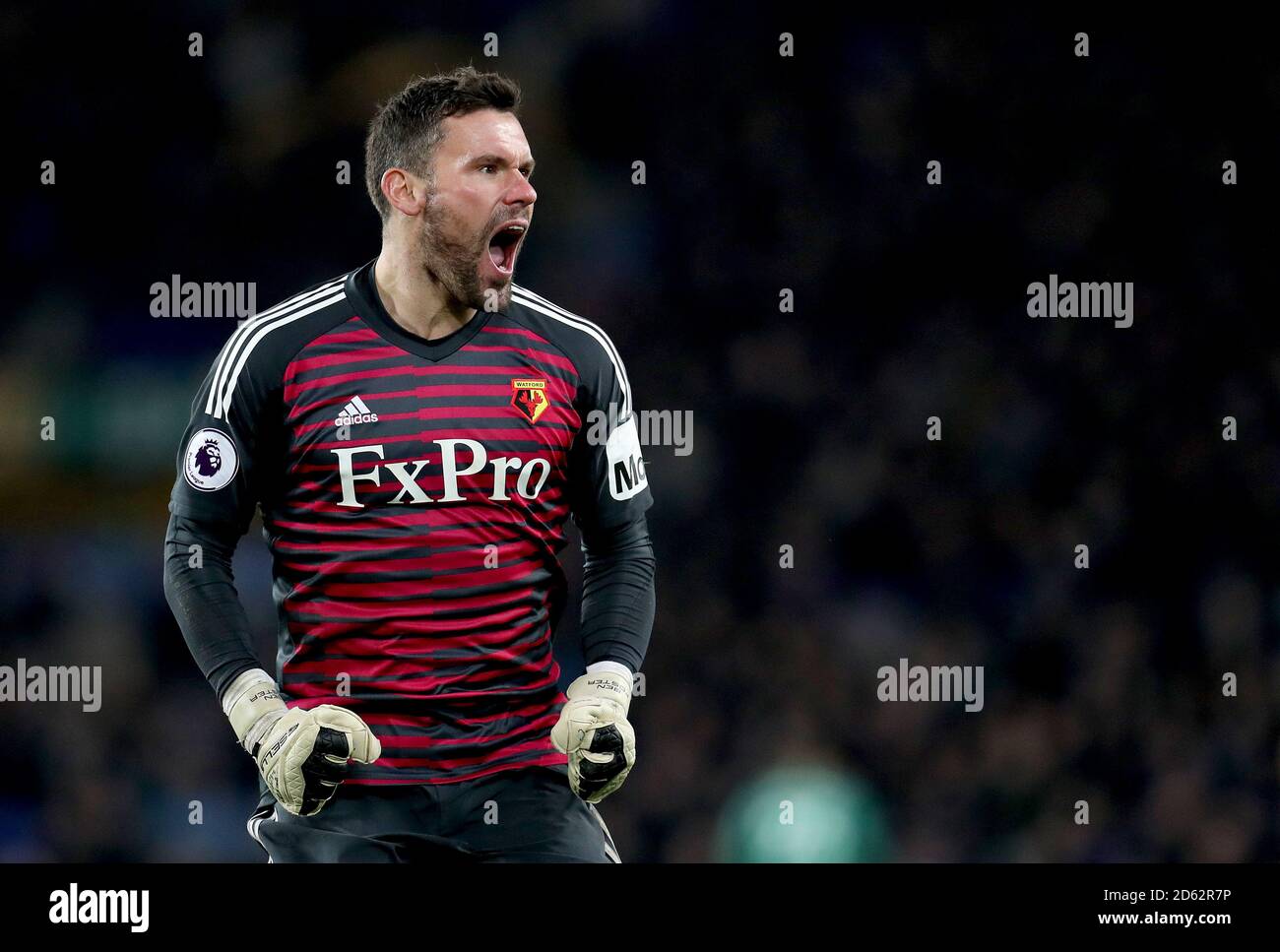 Watford goalkeeper Ben Foster celebrates team-mate Abdoulaye Doucoure's ...