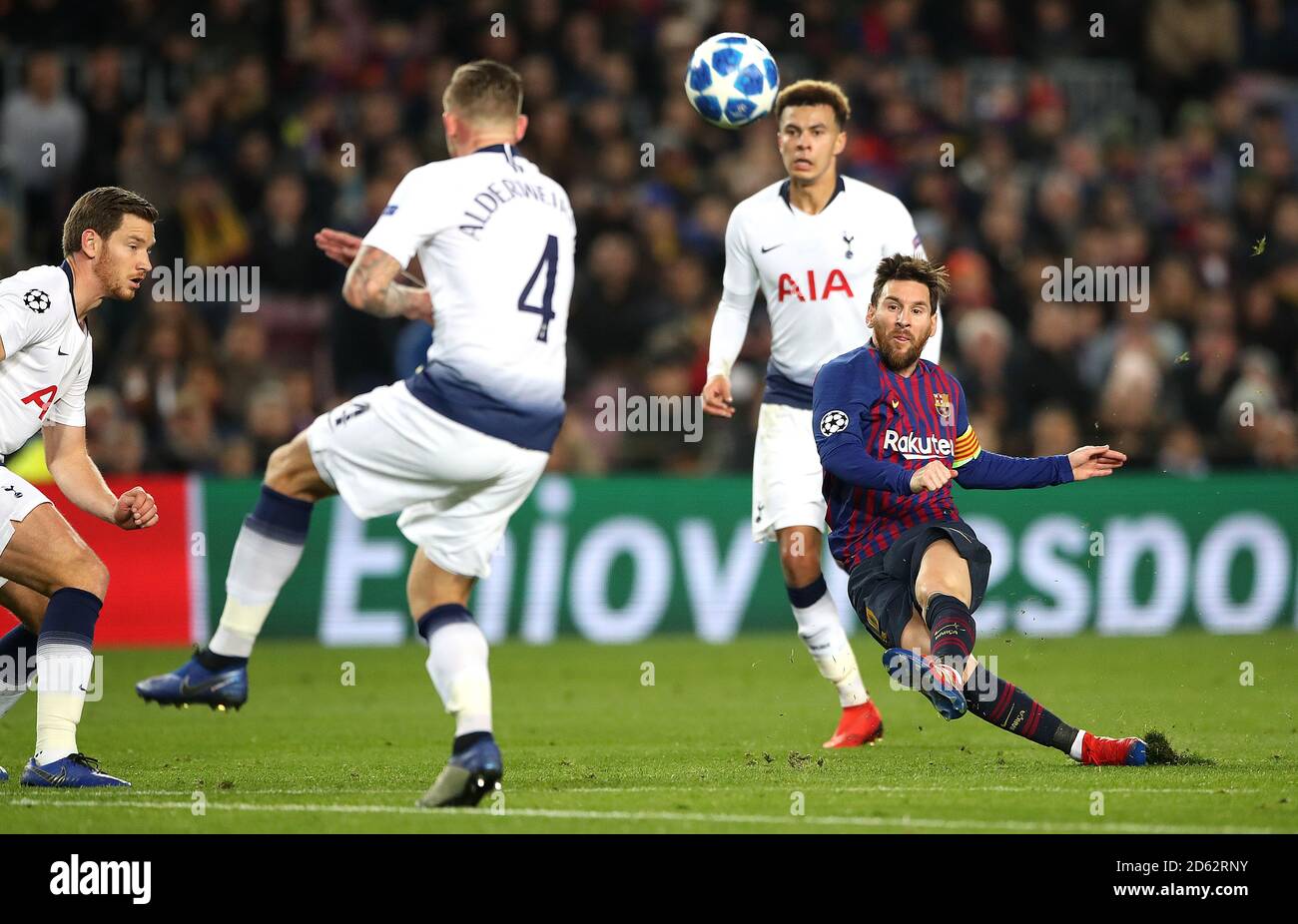 Barcelona Lionel Messi (centre) attempts a shot on goal Stock Photo - Alamy