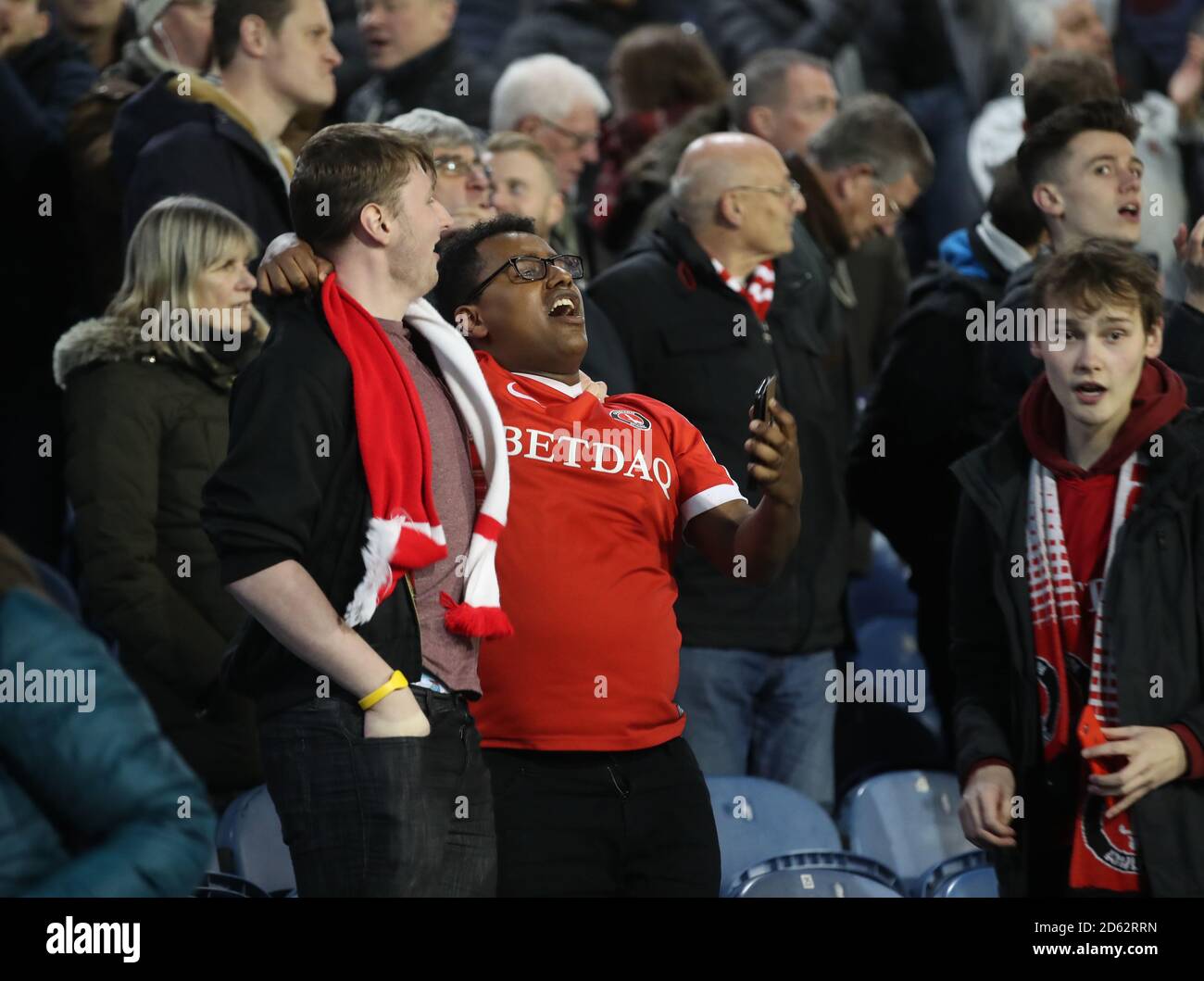 Charlton Athletic's fans celebrate at the end of the game Stock Photo ...