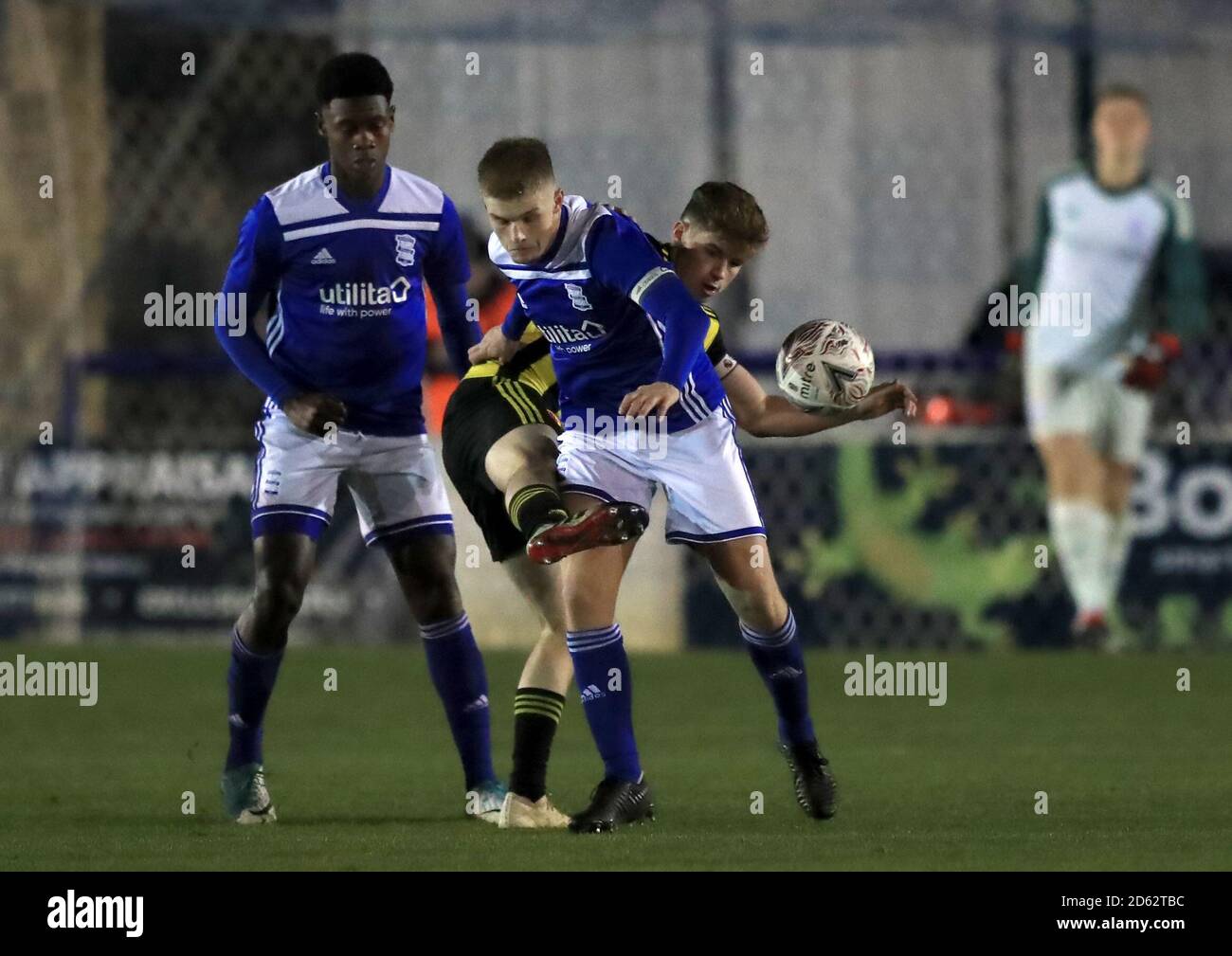 Birmingham City's Ryan Stirk (front) and Watford's Ryan Cassidy battle ...