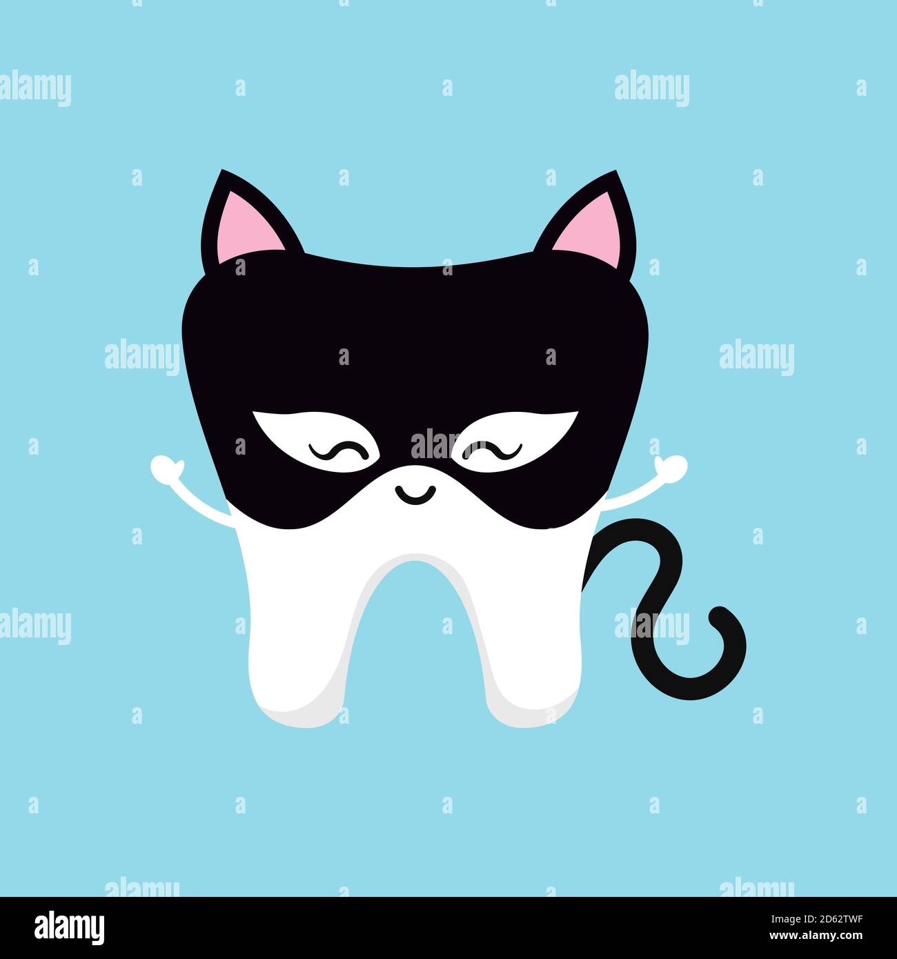 Cute tooth in black cat costume isolated vector icon Stock Vector Image ...