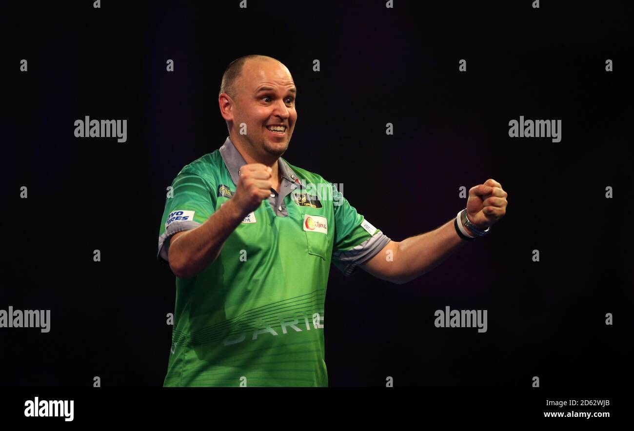 Darius Labanauskas celebrates winning his match during day five of the ...