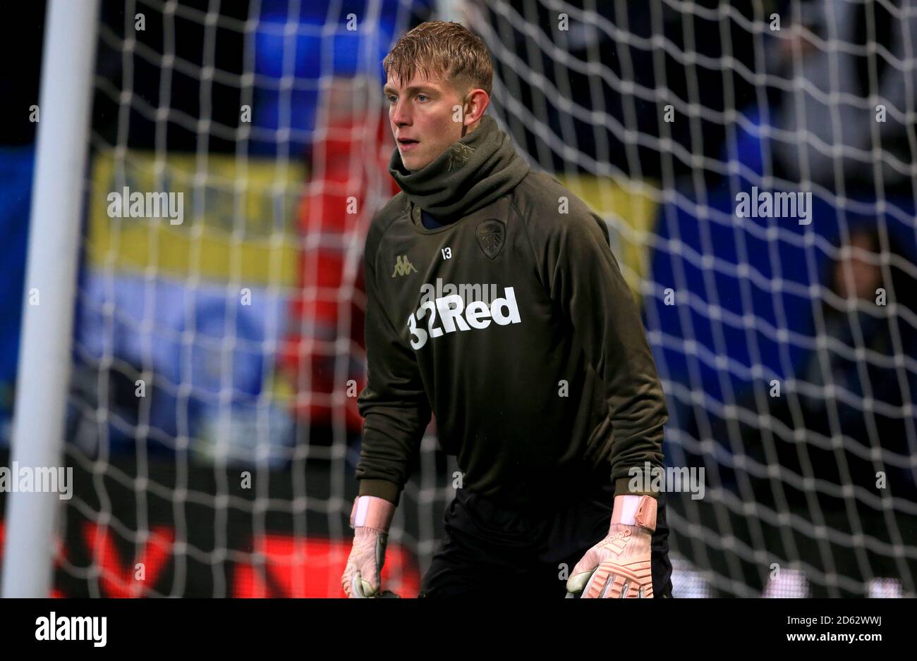 Leeds United goalkeeper Will Huffer during the pre-match warm up Stock ...