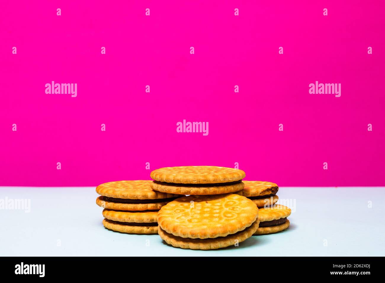 Round biscuits with chocolate cream, sandwich biscuits with chocolate ...
