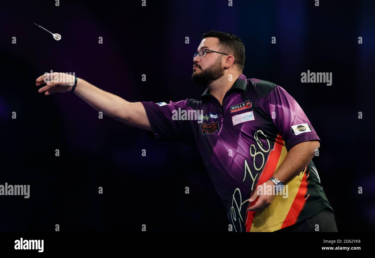 Cristo Reyes during his match against Rob Cross during day eleven of ...