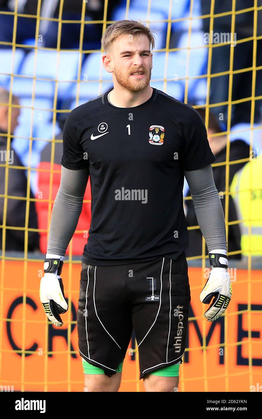 Coventry City goalkeeper Lee Burge warming up before the game Stock ...