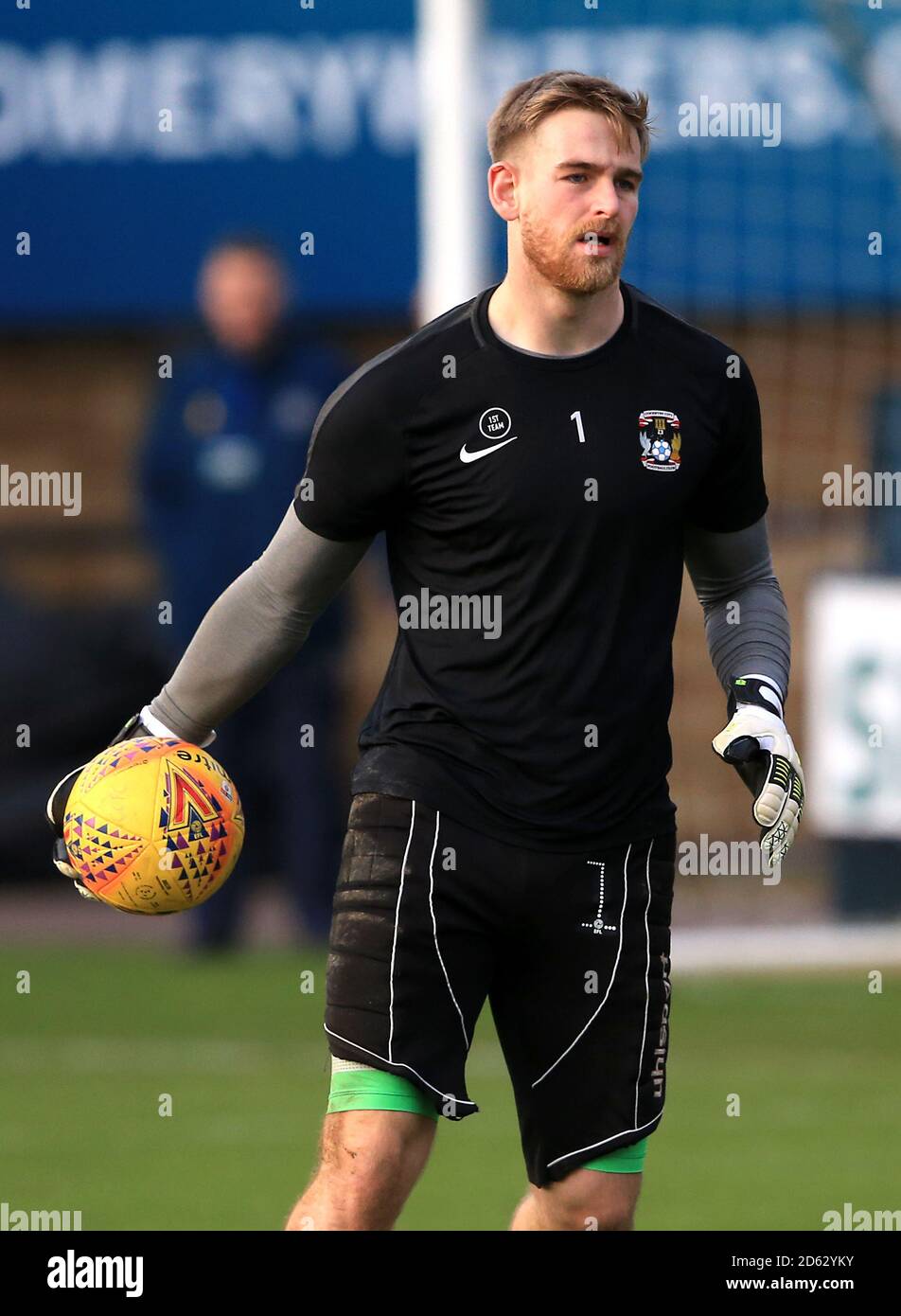 Coventry City goalkeeper Lee Burge warming up before the game Stock ...