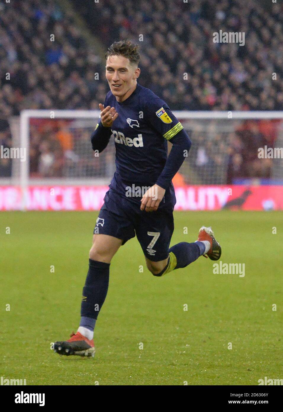 Derby County's Harry Wilson celebrates scoring his team's opening goal ...