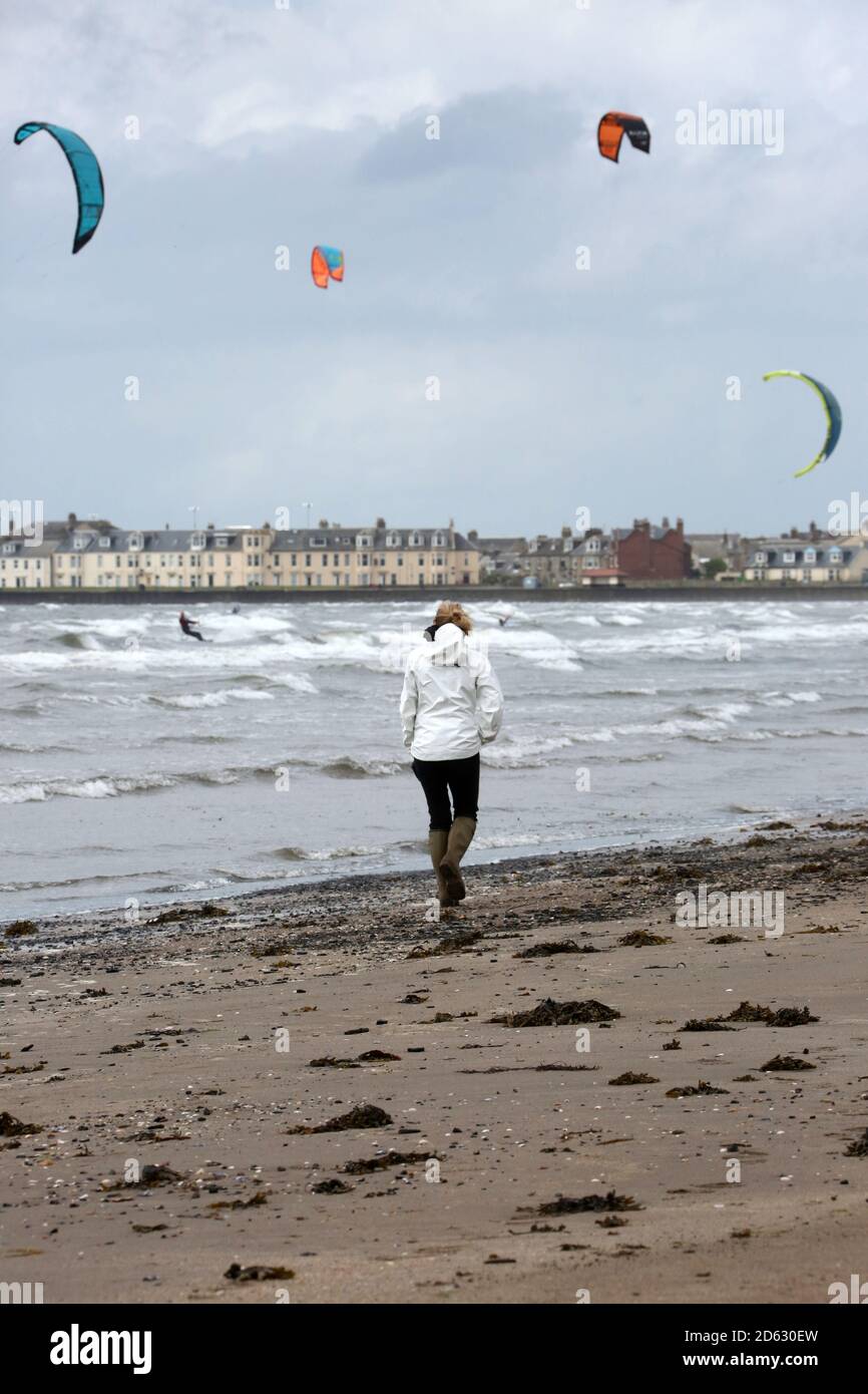 Kite boarding troon beach sea hi-res stock photography and images - Alamy