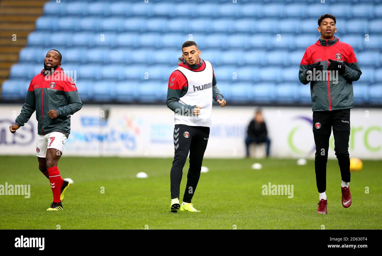 Charlton Athletic's Mark Marshall (left), Karlan Ahearne-Grant and ...