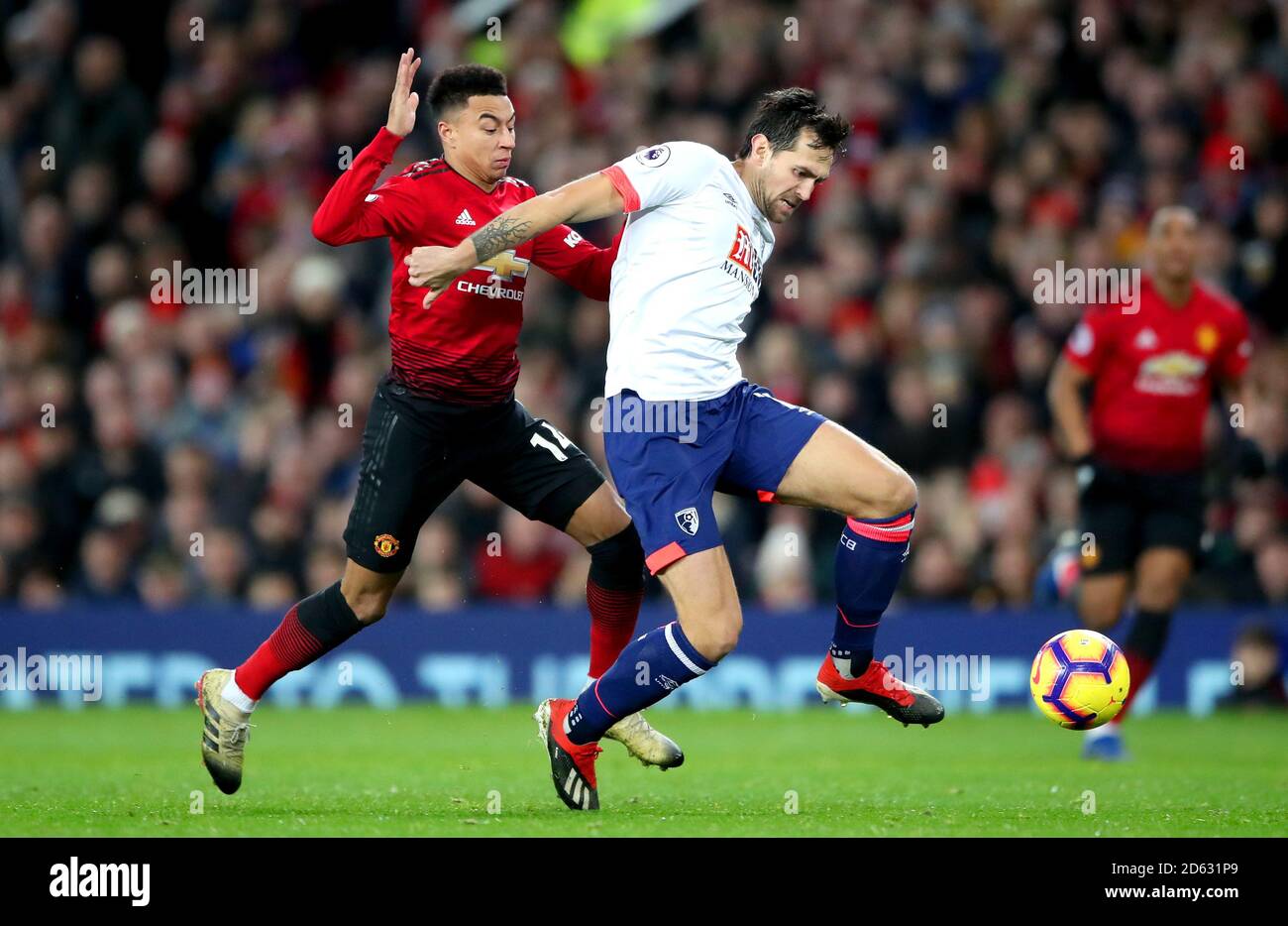 Manchester United's Jesse Lingard (left) and Bournemouth's Charlie ...