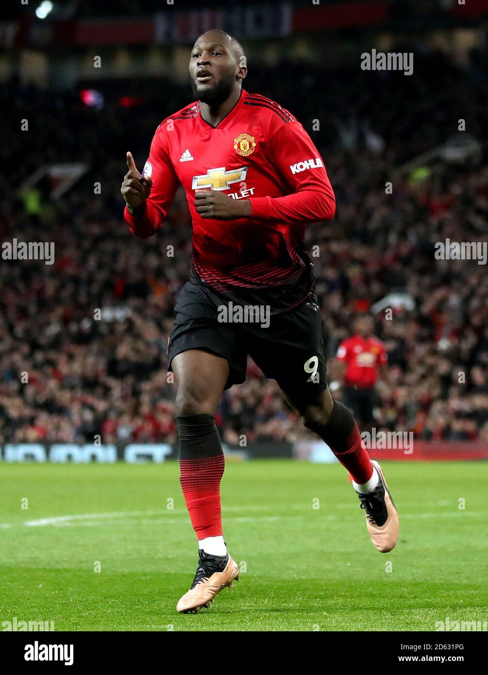 Manchester United's Romelu Lukaku celebrates scoring his side's fourth ...