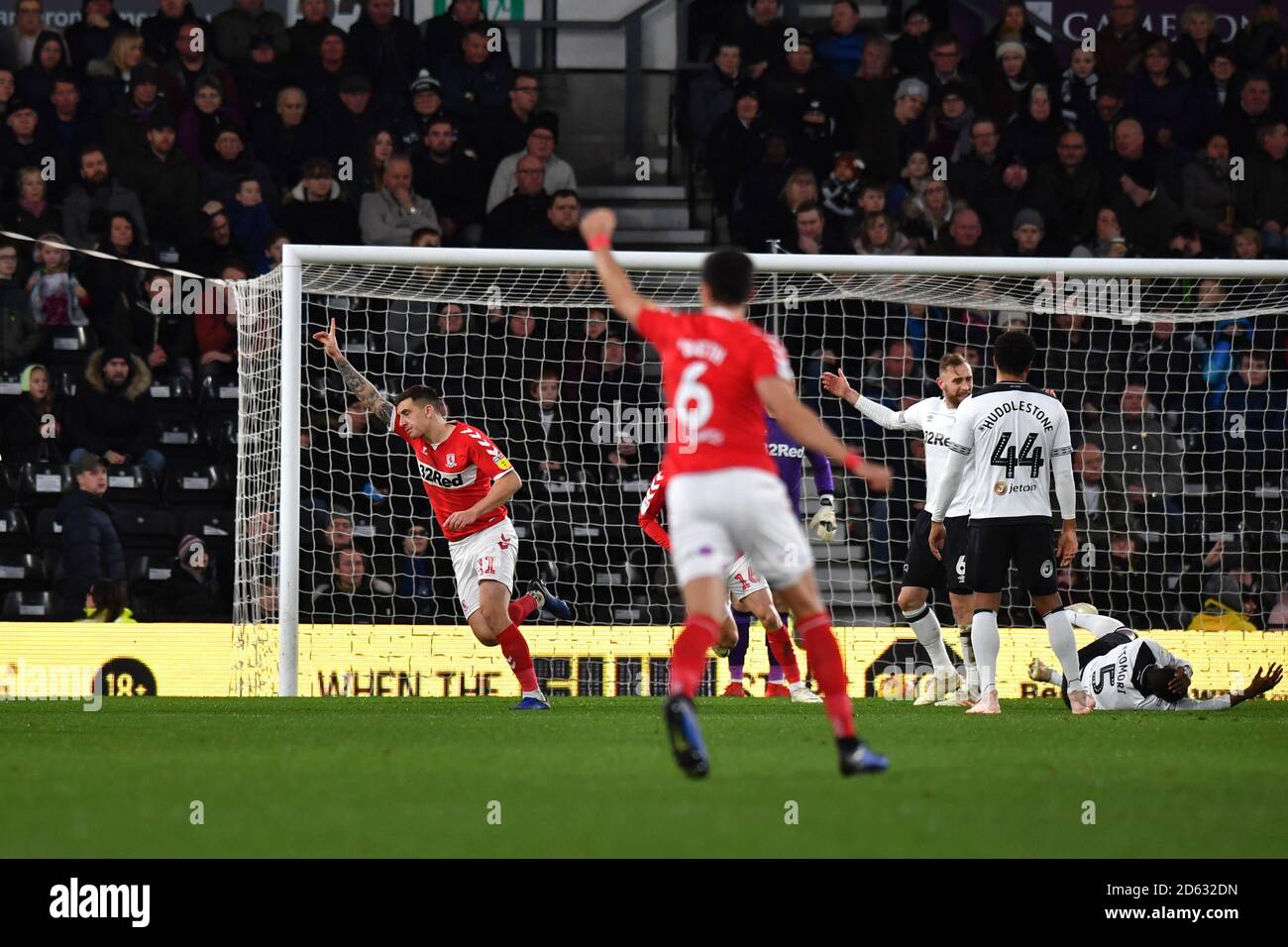 Middlesbrough's Jordan Hugill celebrates scoring his side's first goal ...