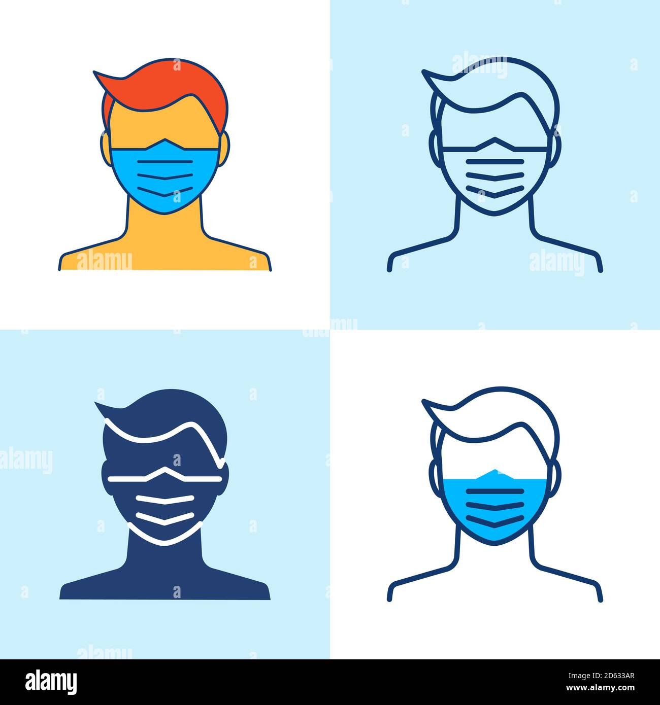 Medical face mask icon set in line style Stock Vector Image & Art - Alamy