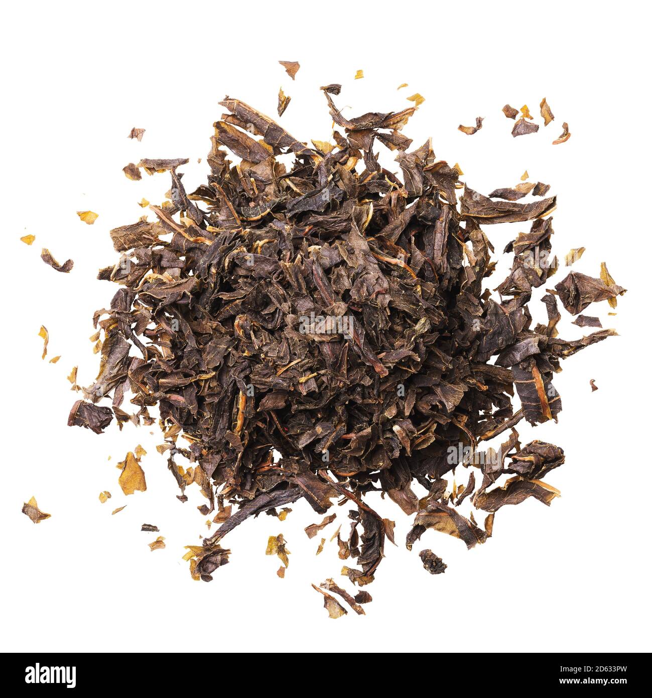 Heap of fermented dry leaves of willow-tea isolated on white background ...