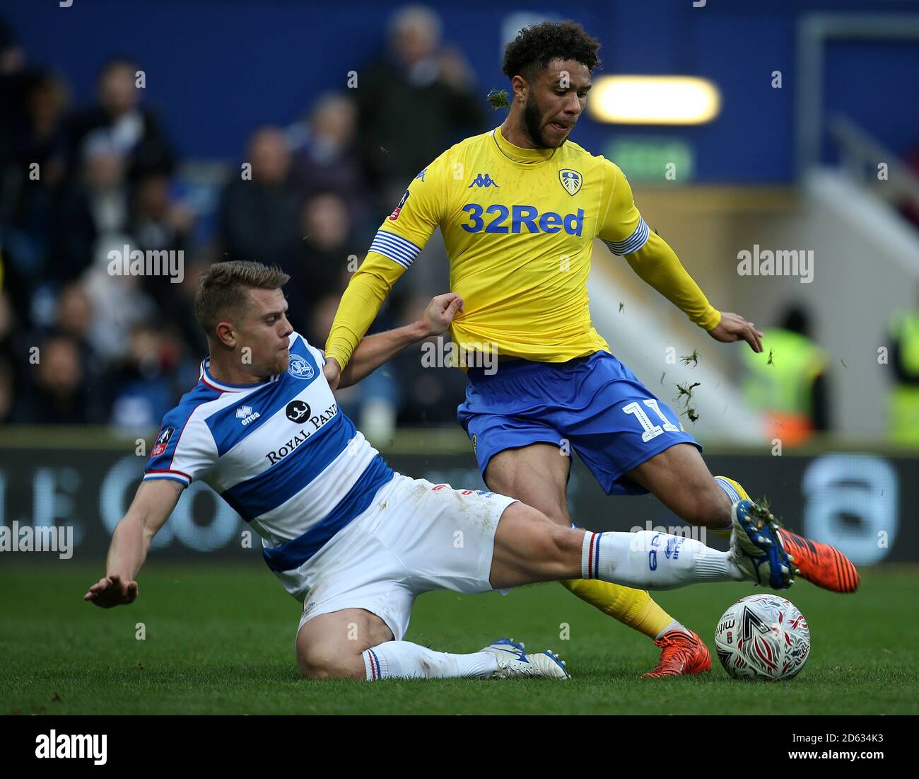Leeds United's Tyler Roberts and Queens Park Rangers' Jake Bidwell in ...
