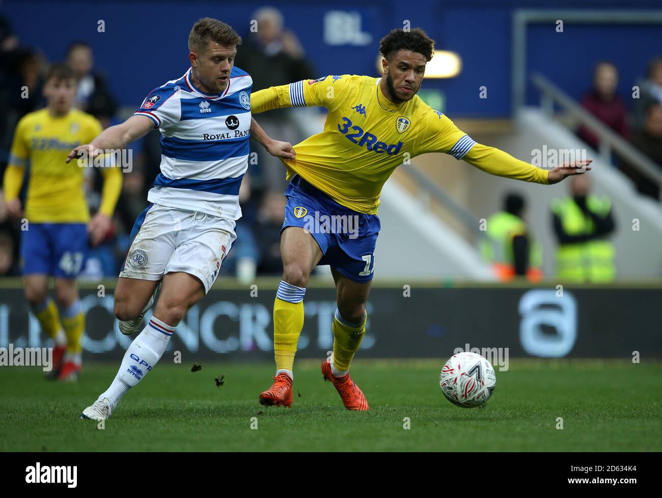 Leeds United's Tyler Roberts and Queens Park Rangers' Jake Bidwell in ...