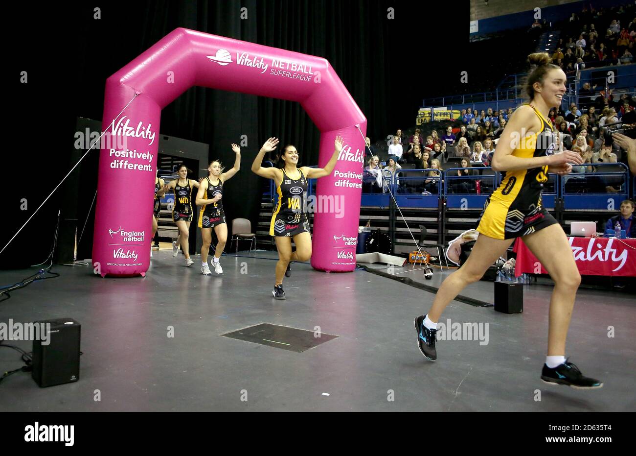 Wasps Netball players run out before the game Stock Photo - Alamy