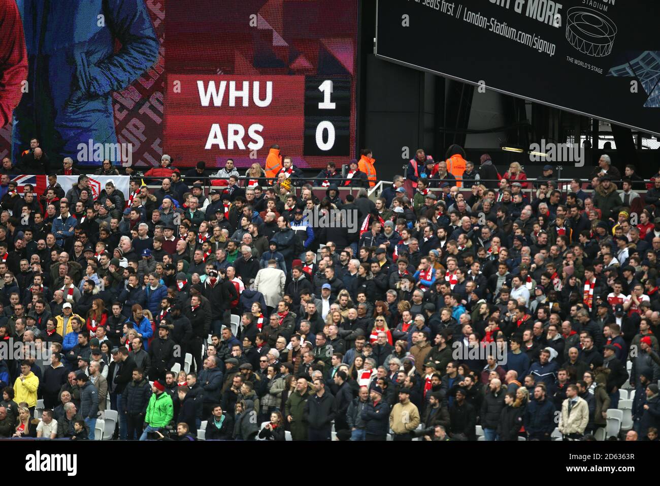 General view of the scoreboard behind Arsenal fans Stock Photo - Alamy
