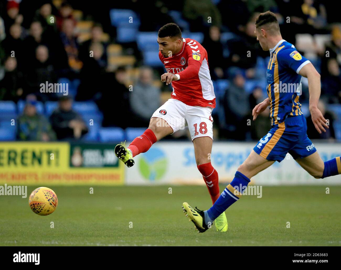 Charlton Athletic's Karlan Grant has a shot at goal Stock Photo - Alamy