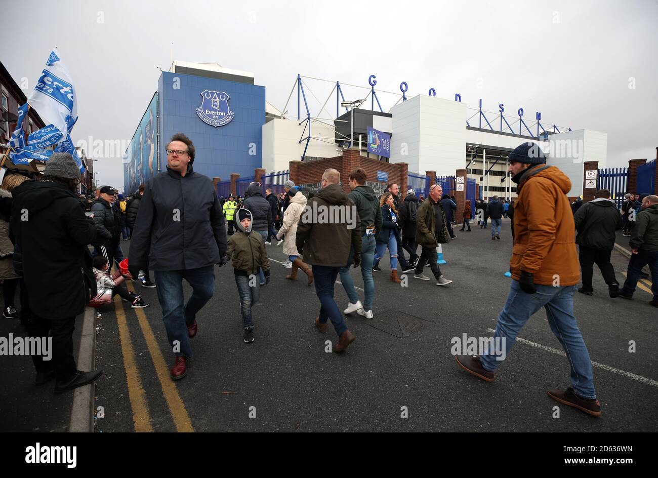 Fans outside Goodison Park Stock Photo - Alamy