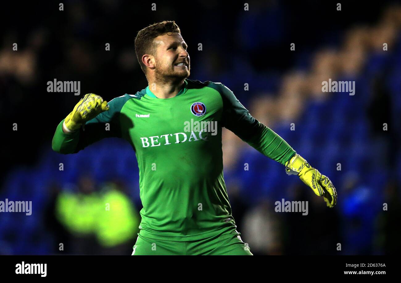 Dillon Phillips, Charlton Athletic goalkeeper celebrates after the ...