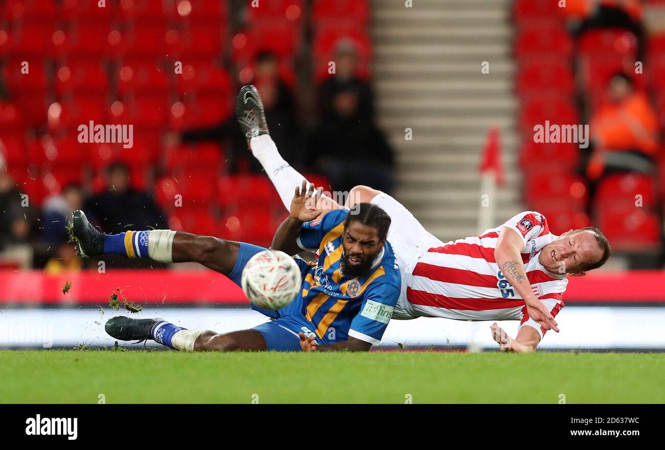 Stoke City's Charlie Adam and Shrewsbury Town's Anthony Grant Stock ...