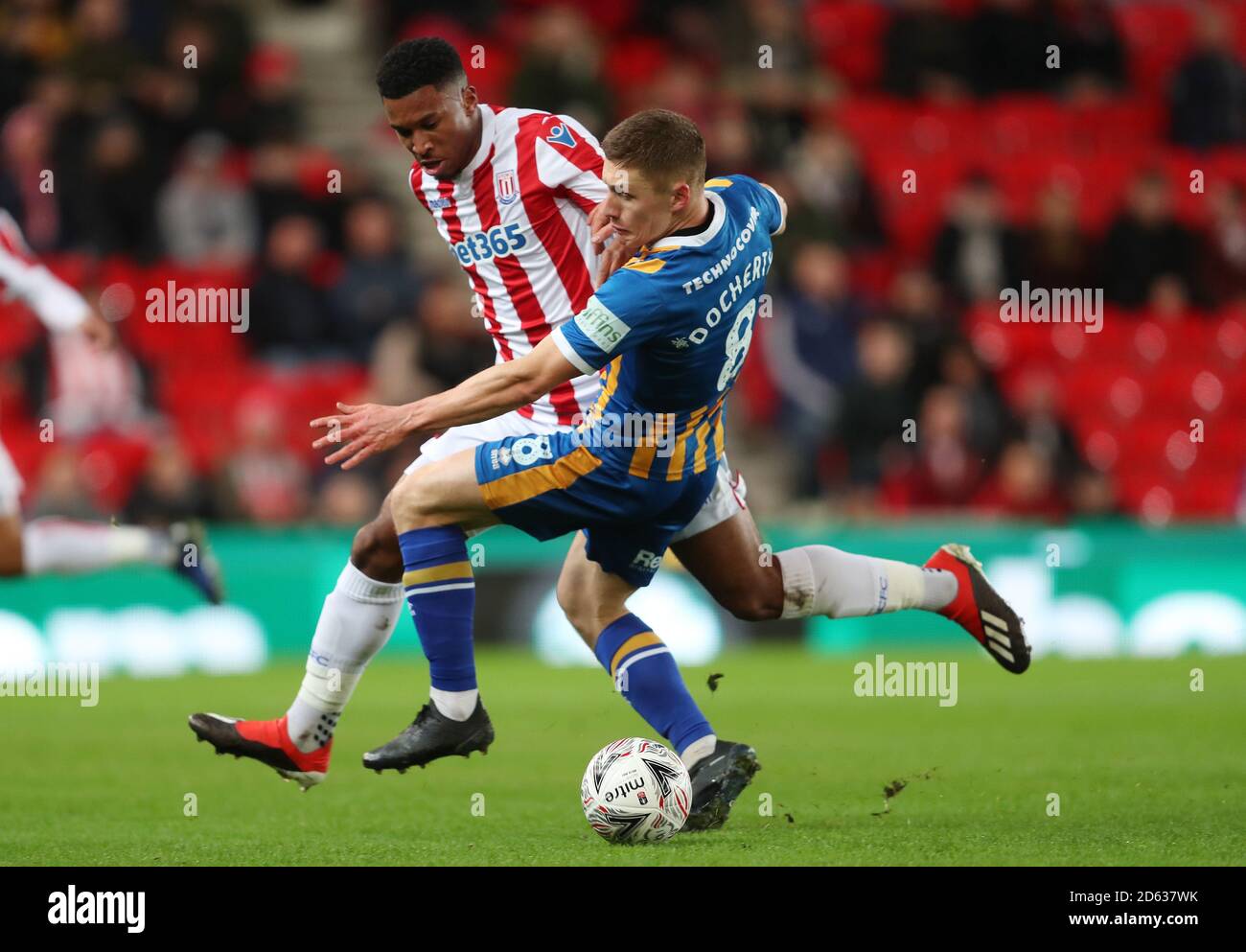 Stoke City's Tyrese Campbell and Shrewsbury Town's Greg Docherty Stock ...