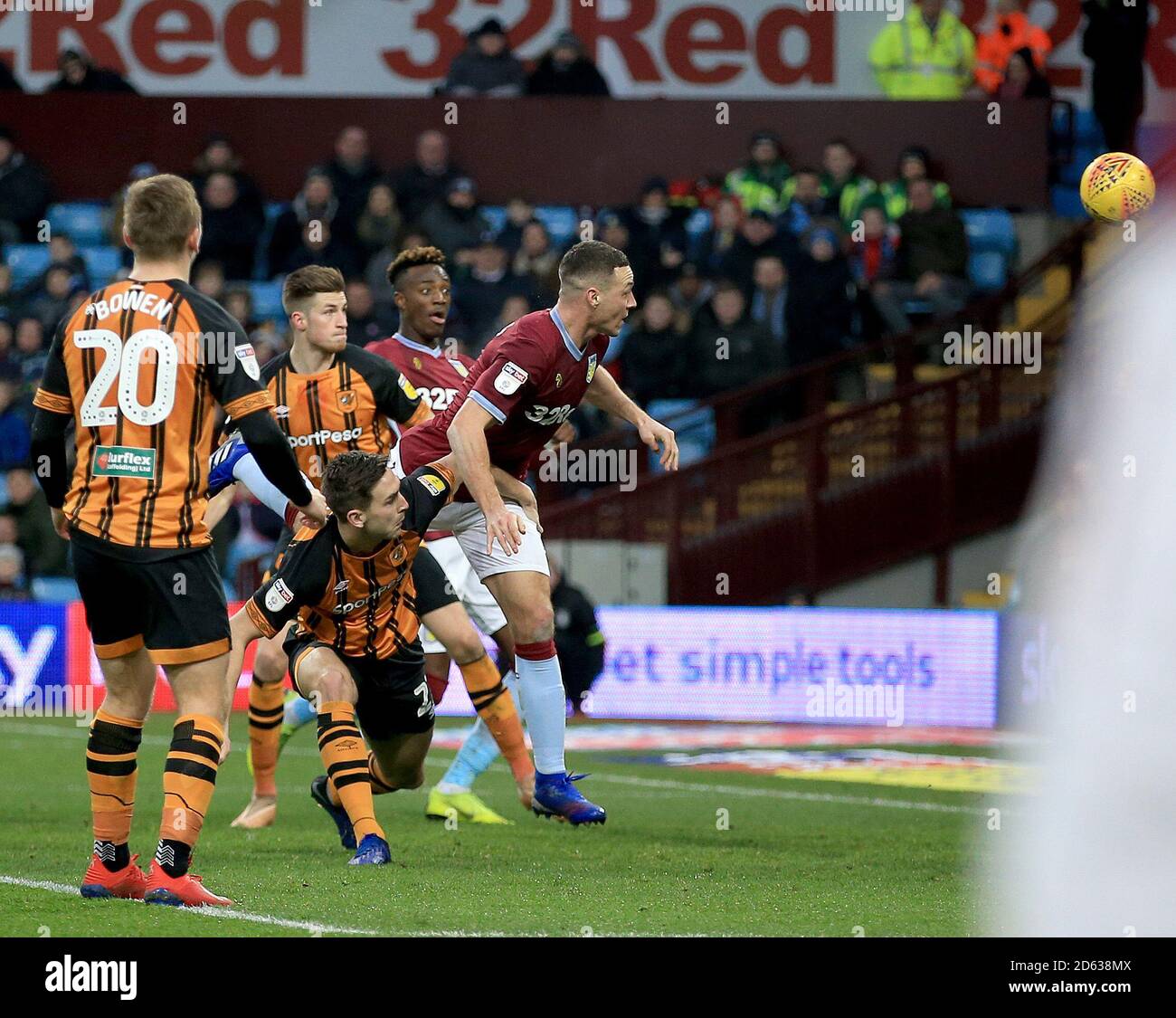 Aston Villa's James Chester scores his sides first goal Stock Photo - Alamy