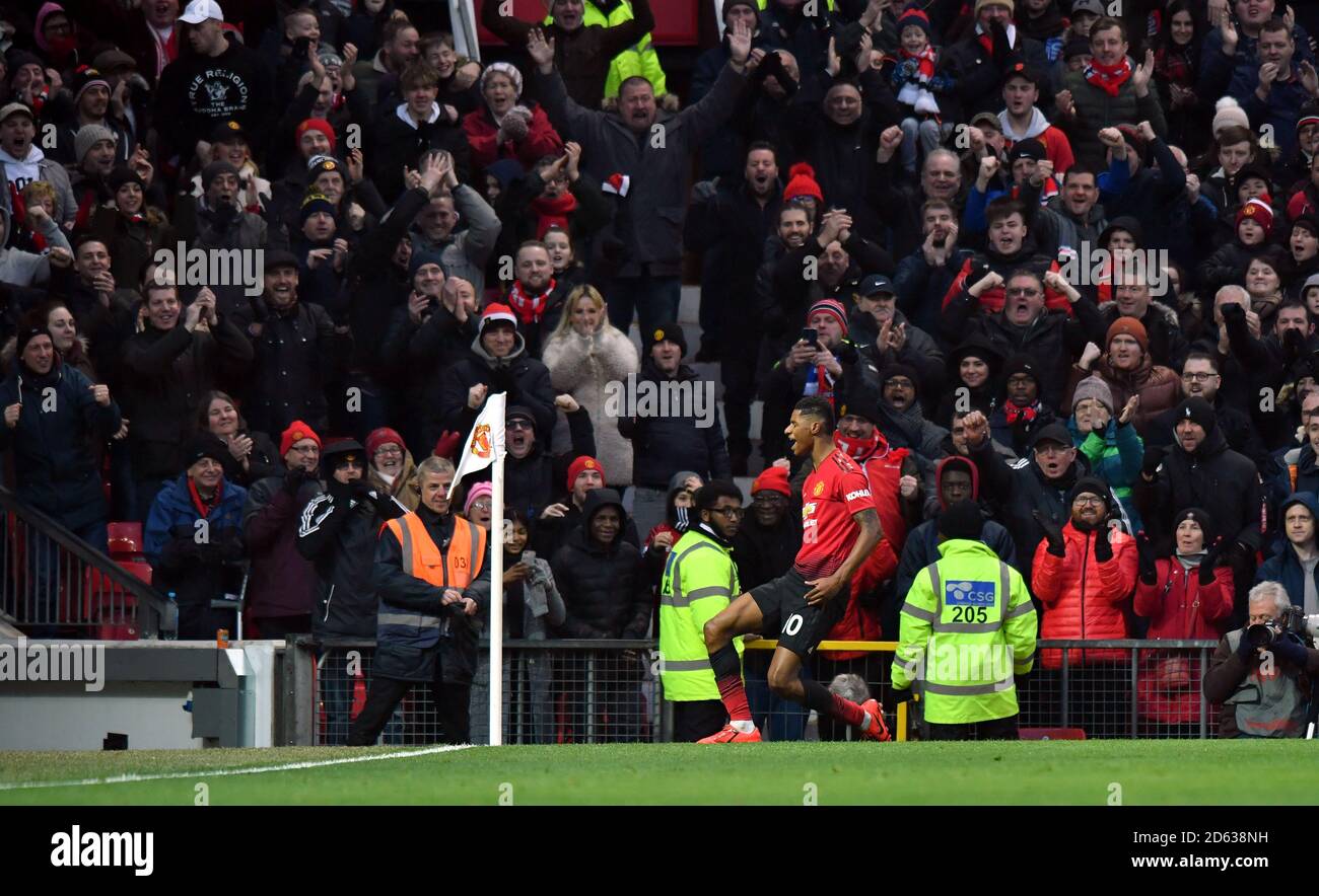 Manchester United's Marcus Rashford celebrates scoring his side's ...