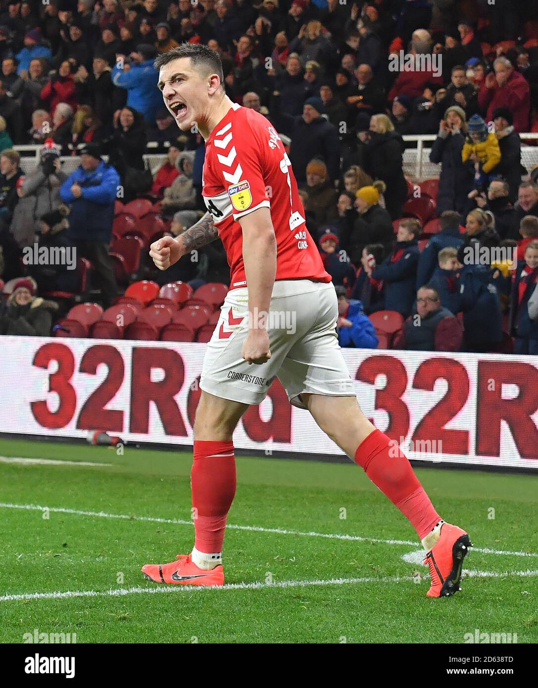 Middlesbrough's Jordan Hugill celebrates scoring his penalty that ...