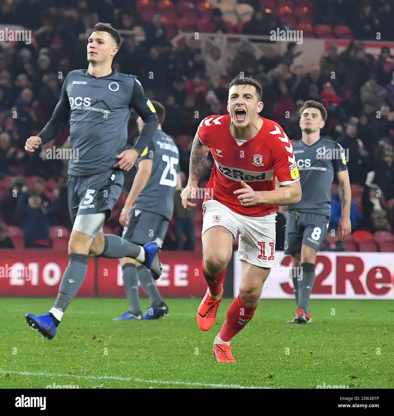 Middlesbrough's Jordan Hugill celebrates scoring his penalty that ...