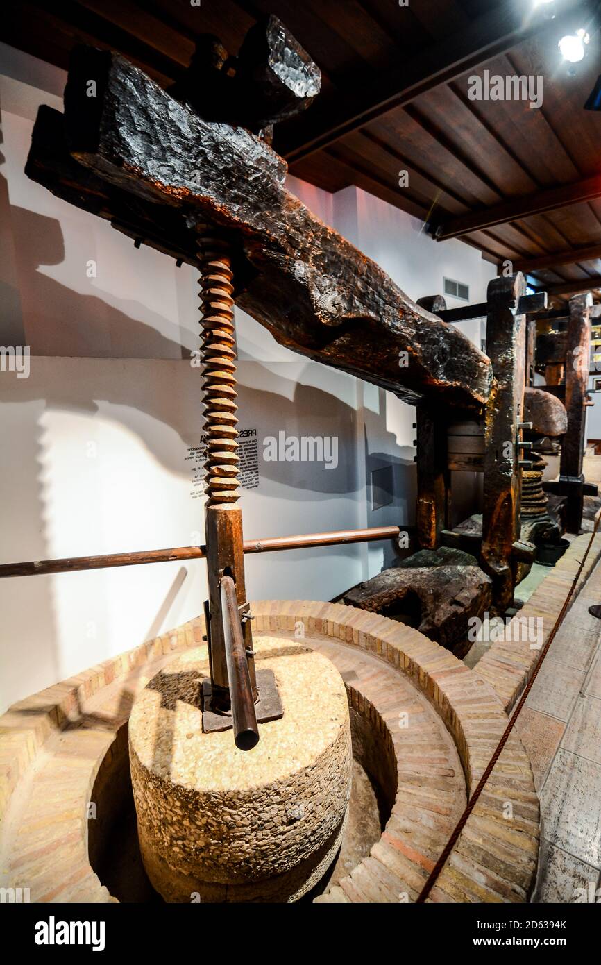 Vintage Ancient italian olive oil machine used to make oil, oil mill ...